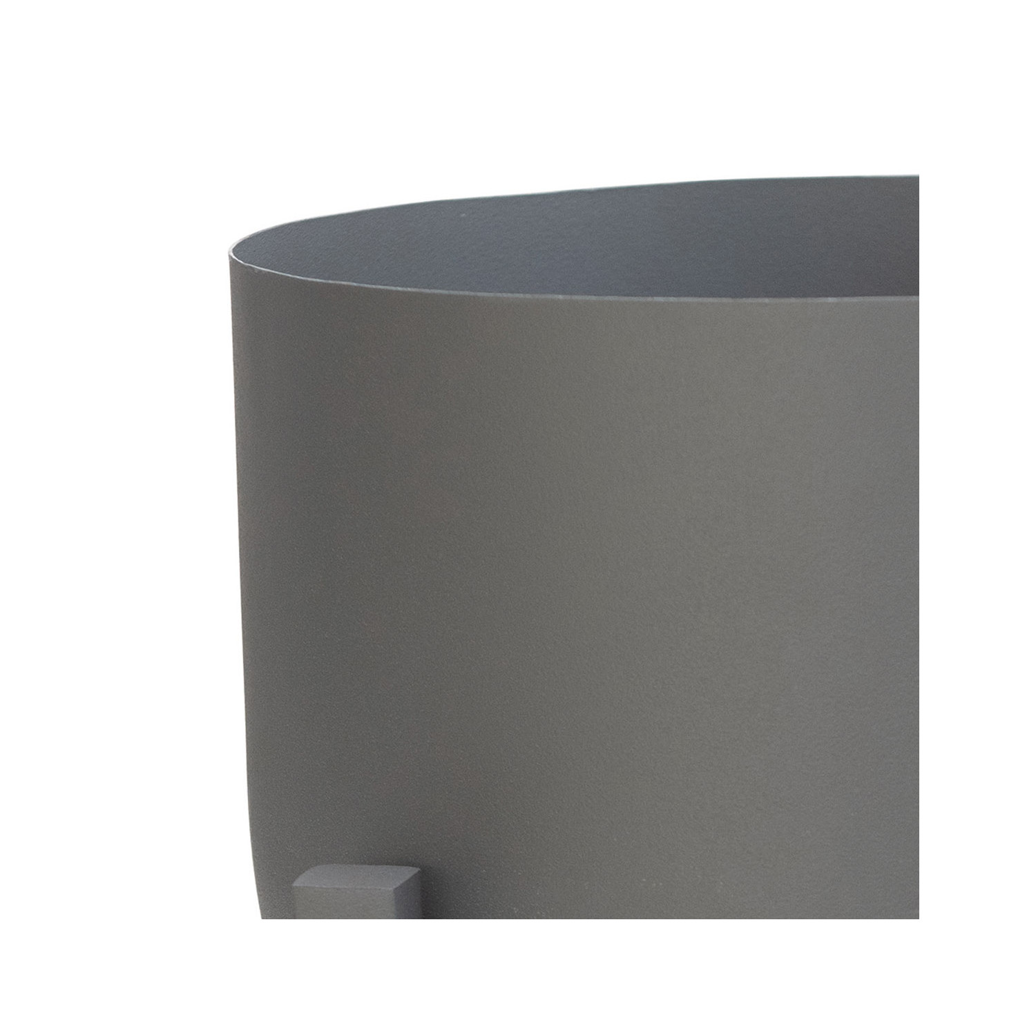 Grey Textured Metal Planter with Stand, Set of 2