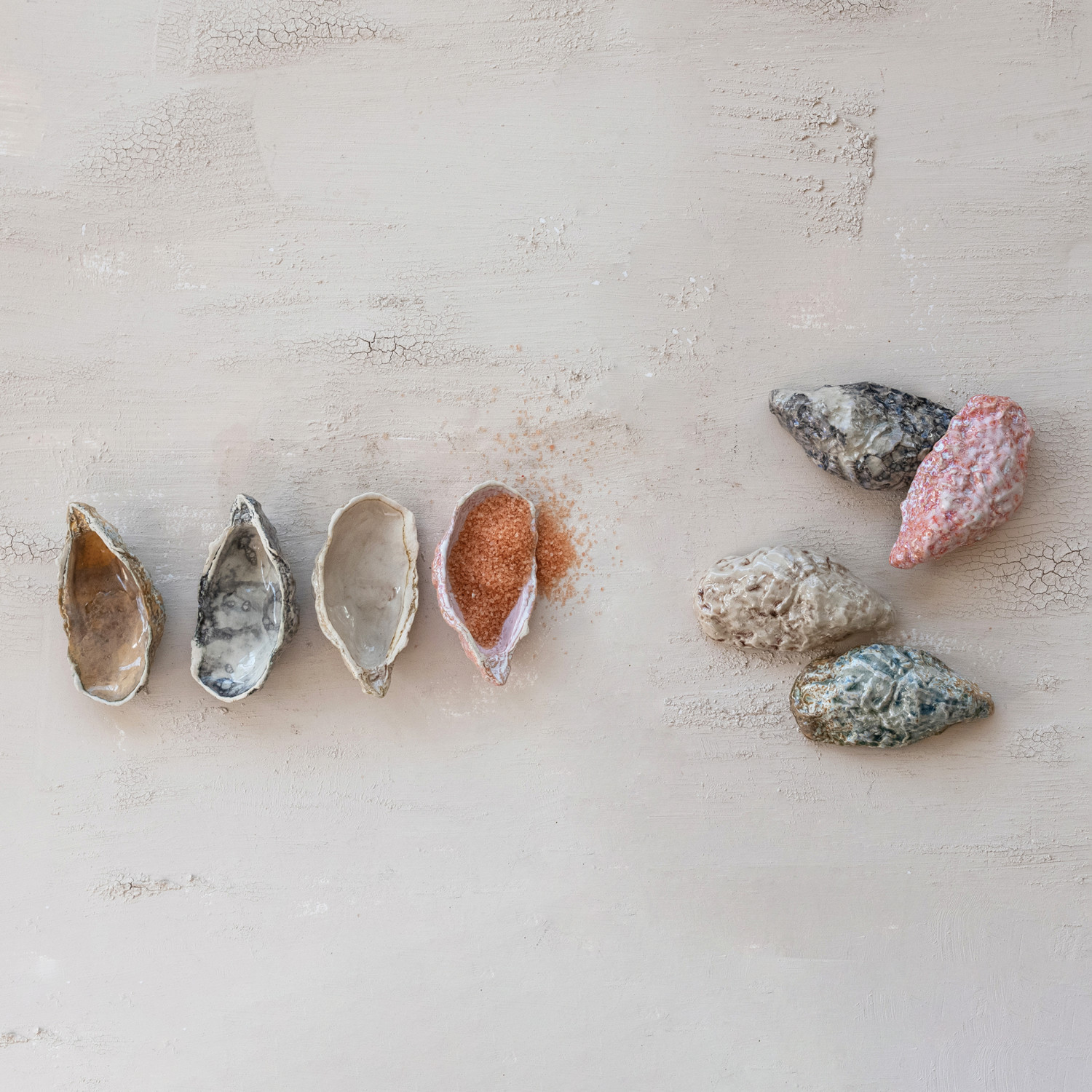 Stoneware Oyster Shell Shaped Dish, 4 Colors (Each One Will Vary)
