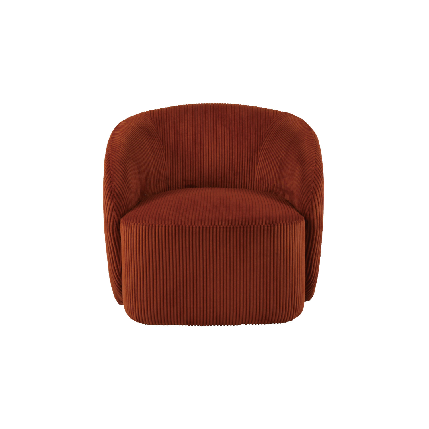 Corduroy Fabric Upholstered Swivel Chair, Rust Color
